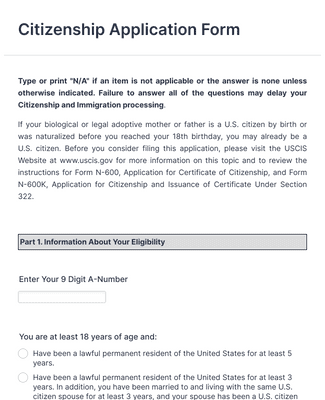 Citizenship Application Form Template | Jotform