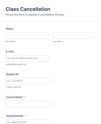 Class Cancellation Form Template | JotForm