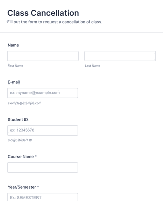 Class Cancellation Form Template | Jotform