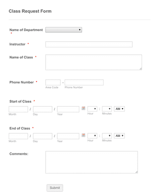 Class Request Form Template | Jotform