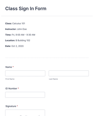 Class Sign In Form Template | Jotform