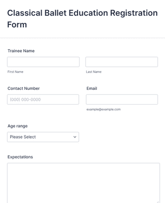 Classical Ballet Education Registration Form Template | Jotform