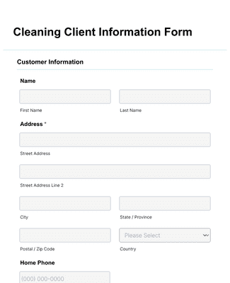 Cleaning Client Information Form Template | Jotform
