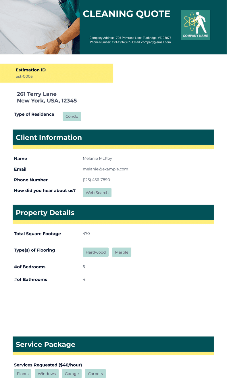 Cleaning Quote Template PDF Templates Jotform
