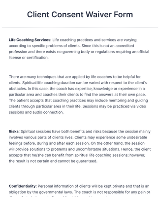 Client Consent Waiver Form Template | Jotform