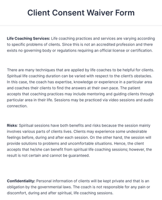 Client Consent Waiver Form Template | Jotform