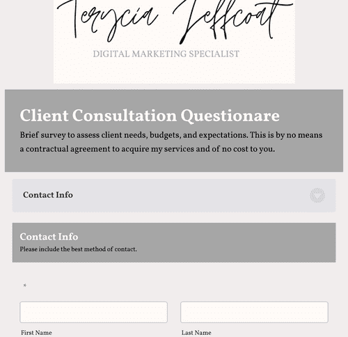 Client Consultation Questionare Form Template | Jotform