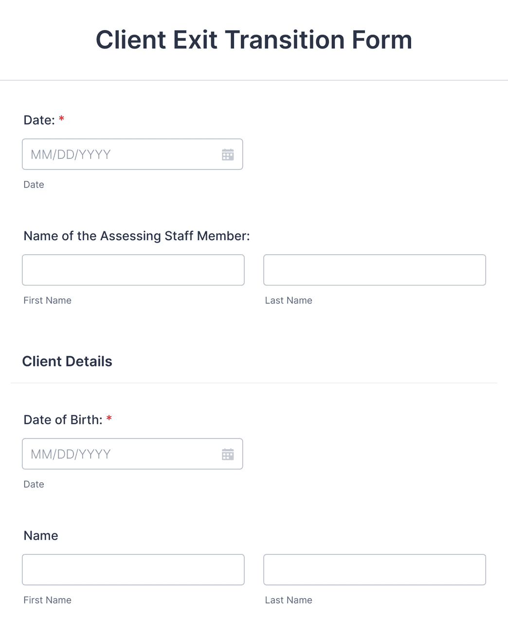 Client Exit Transition Form Template | Jotform