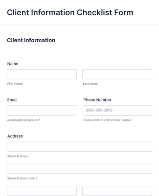 Client Information Checklist Form Template | Jotform