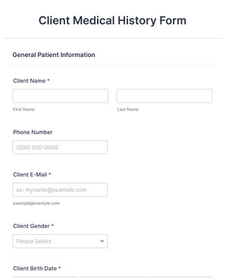 Client Medical History Form Template | Jotform