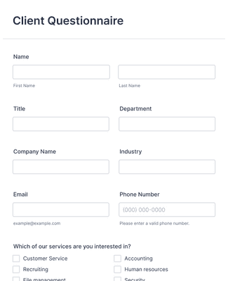 Client Questionnaire Form Template | Jotform