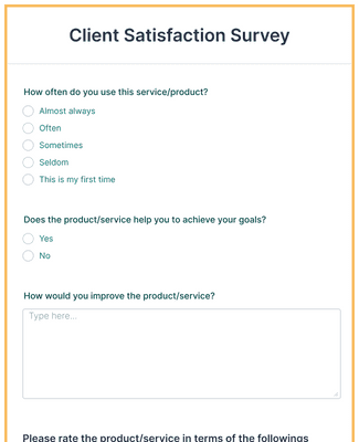 Client Satisfaction Form Template | Jotform