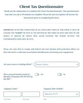 Client Tax Questionnaire Form Template | Jotform