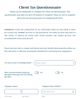 Client Tax Questionnaire Form Template | Jotform