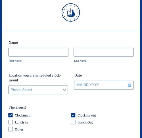Clock In Out Error Form Template | Jotform