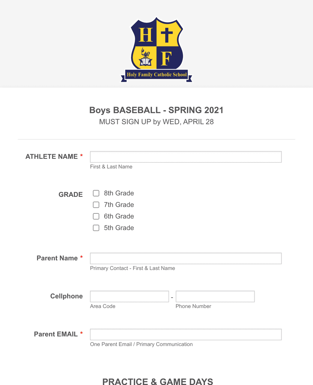 Clone of 2021 BASEBALL sign up Form Template | Jotform
