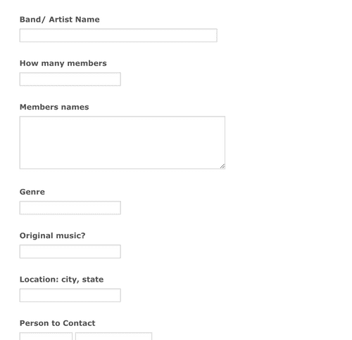 Band Application Form Template | Jotform
