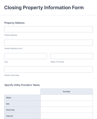 Closing Property Information Form Template | Jotform