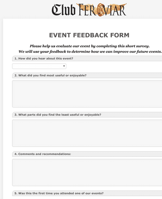 Club Feroviar Conference Feedback Form Template | JotForm