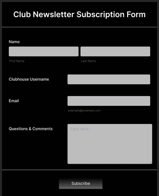 Club Newsletter Subscription Form Template | Jotform