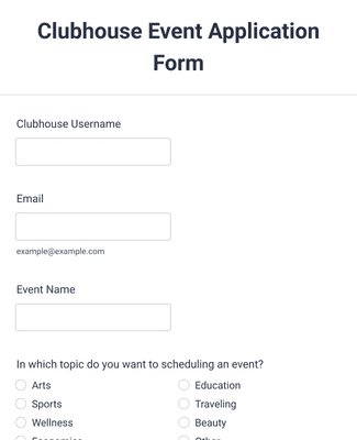 Clubhouse Event Application Form Template | Jotform