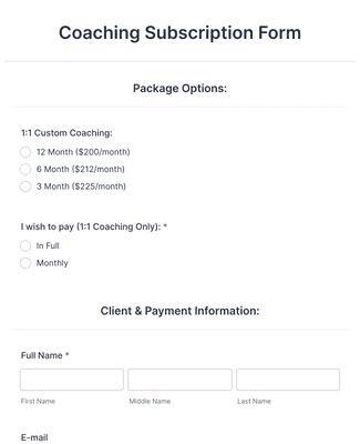 Coaching Subscription Form Template | Jotform