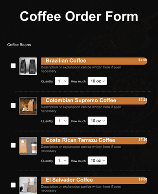 Coffee Order Form Template | Jotform