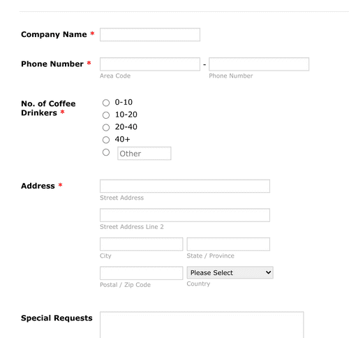 Coffee Service Request Form Template | Jotform