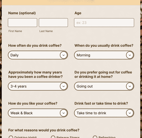 Coffee Survey Form Template | Jotform