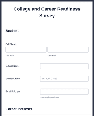 College and Career Readiness Survey Form Template | Jotform