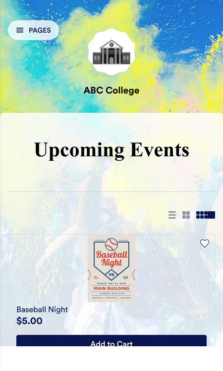 College Events App Template | Jotform