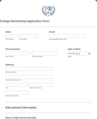 College Scholarship Application Form Template | Jotform