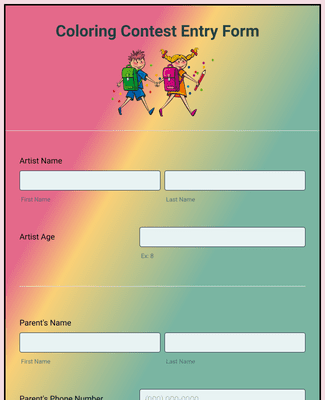 Coloring Contest Entry Form Template | Jotform