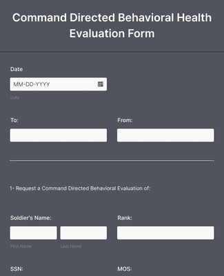 Command Directed Behavioral Health Evaluation Form Template | Jotform