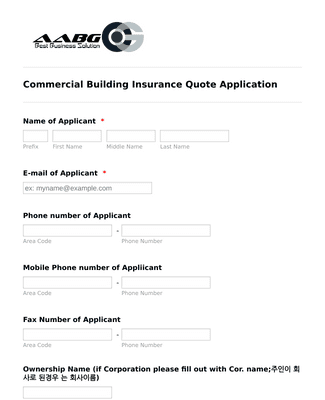 Commercial Building Insurance Application Form Template | Jotform