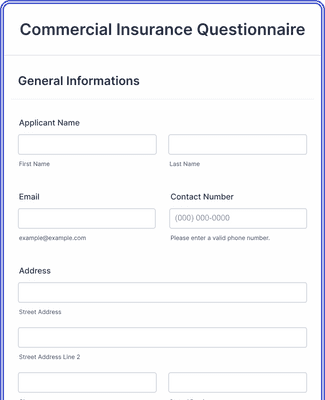 Commercial Insurance Questionnaire Form Template | Jotform