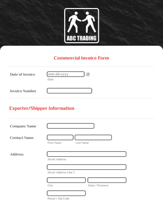 Commercial Invoice Form Template | Jotform