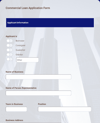 Commercial Loan Application Form Template | Jotform