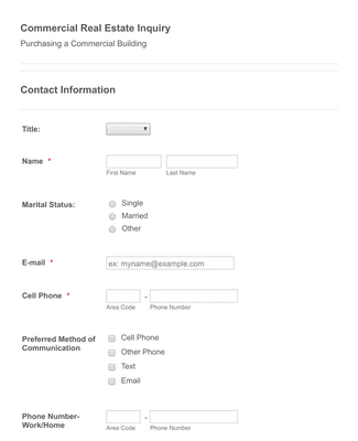 Commercial Real Estate Inquiry Form Template | Jotform