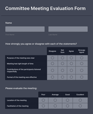 Committee Meeting Evaluation Form Template | Jotform