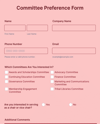 Committee Preference Form Template | Jotform