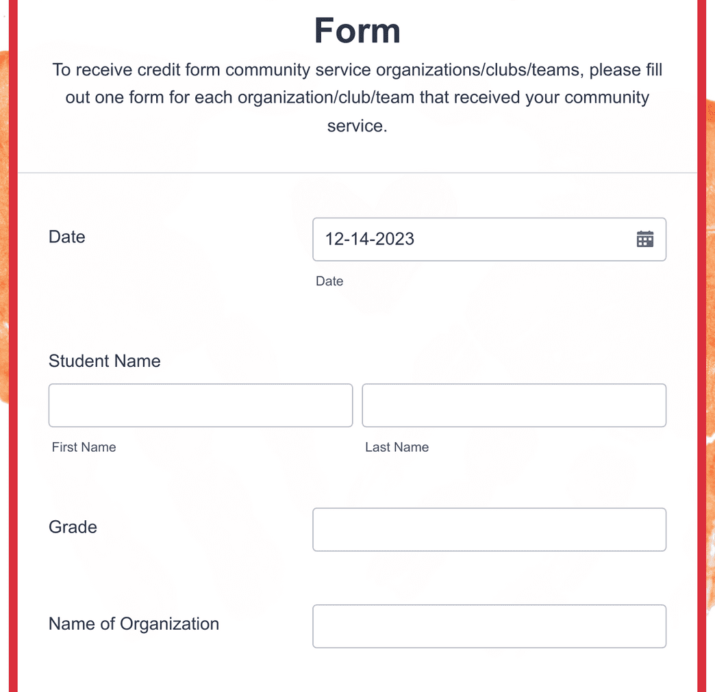 Community Service Completion Form Template | Jotform