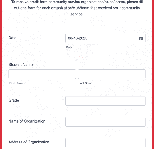 Community Service Completion Form Template | Jotform