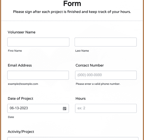 Community Service Hours Tracking Form Template | Jotform