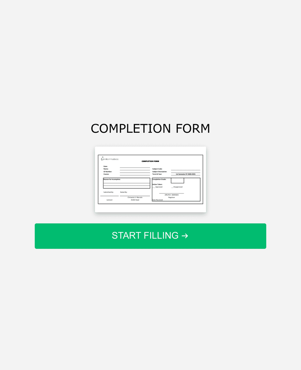 COMPLETION Form Template | Jotform