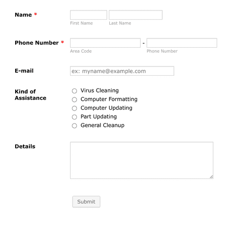 Computer Assistance Form Template | Jotform