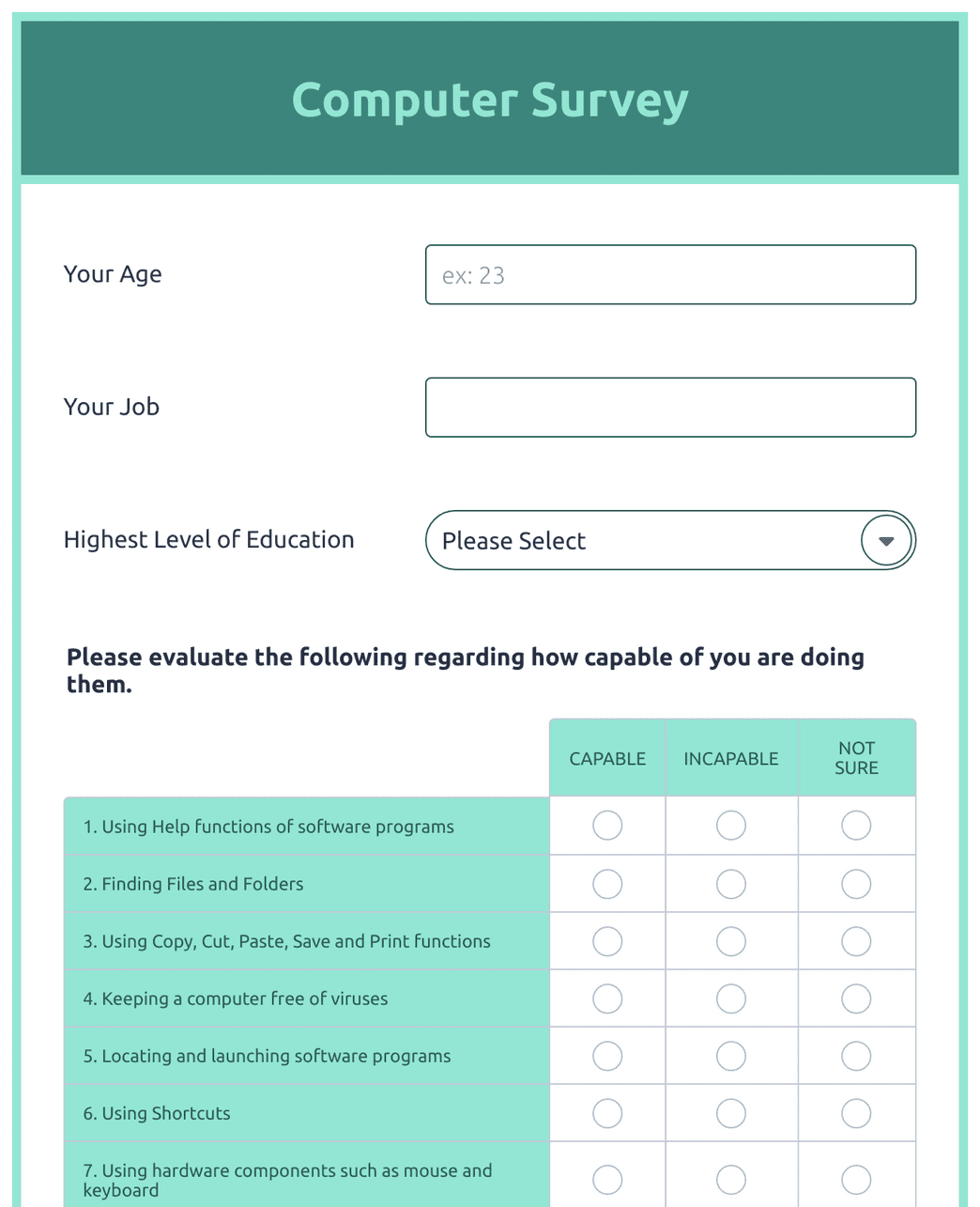 Computer Survey Form Template | Jotform