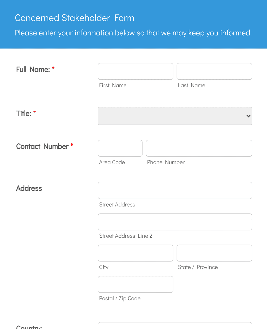Concerned Stakeholder Contact Form Template | Jotform