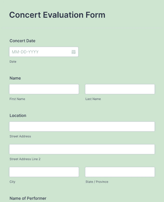 Concert Evaluation Form Template | Jotform