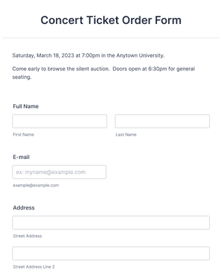 Concert Ticket Order Form Template | Jotform